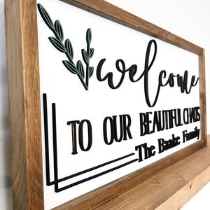 Personalized Welcome Home Sign | 3D Wood Lettering, Farmhouse Frame ...