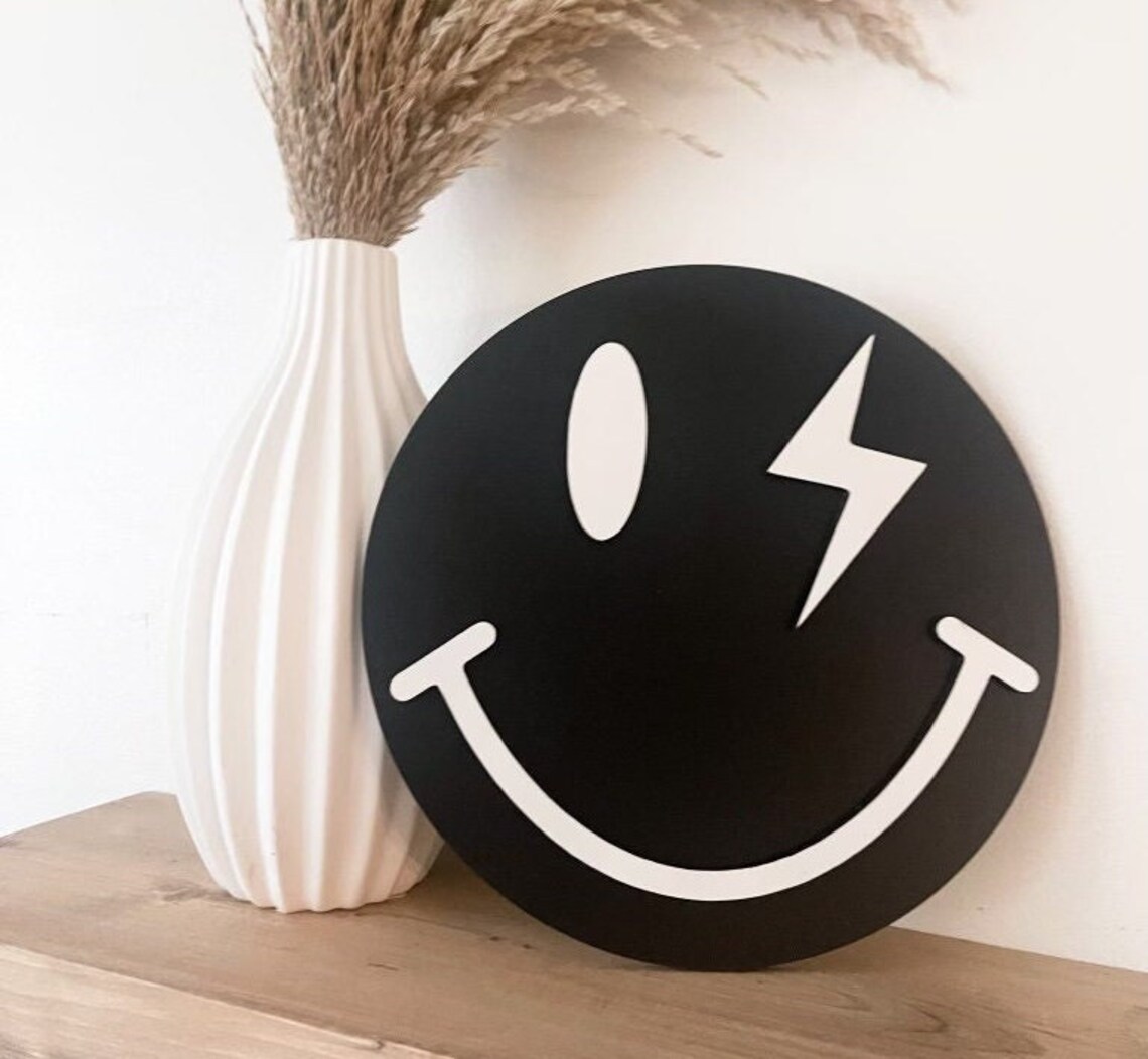 Retro Smiley Sign Groovy Sign Happy Sign Wood Dorm Decor - Etsy