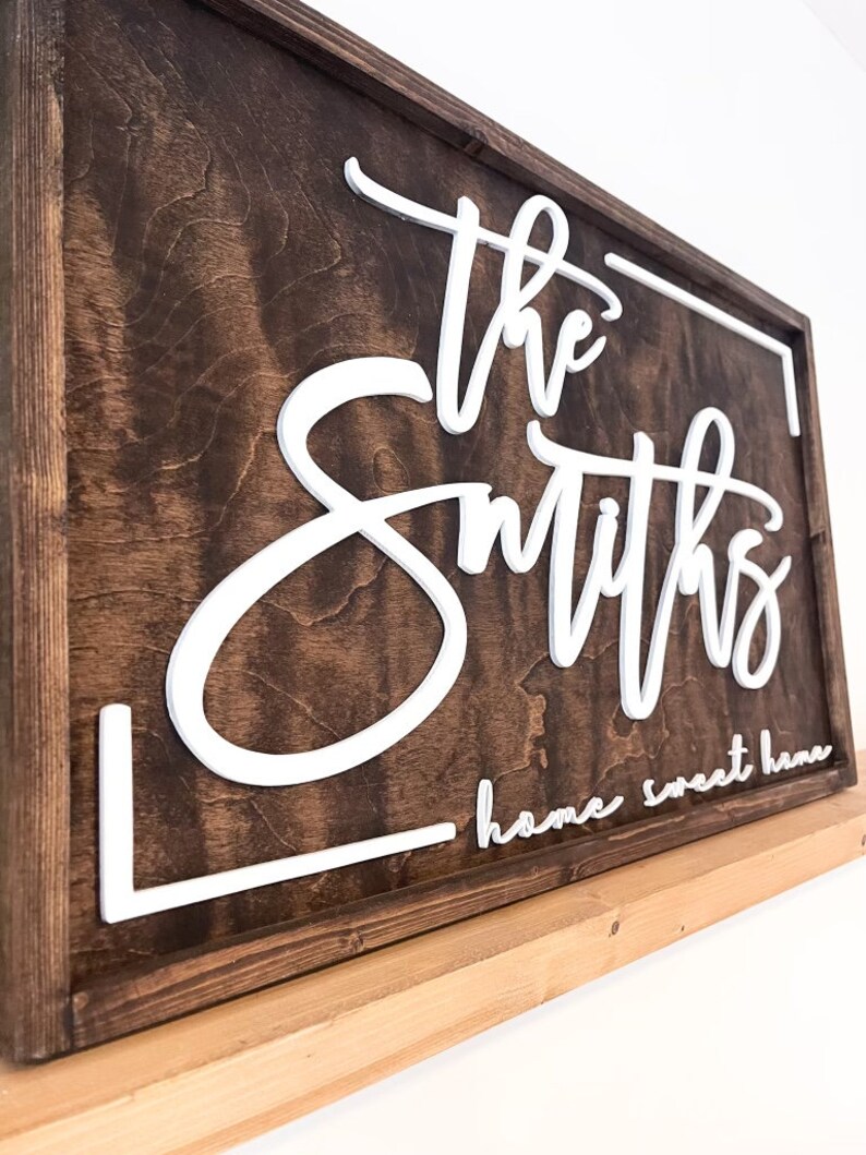 Personalized Home Sweet Home Wood Sign | 3D Family Name - Etsy