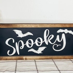 Spooky Sign 3d|spooky Halloween Sgn Framed 3d|farmhouse Halloween Decor ...