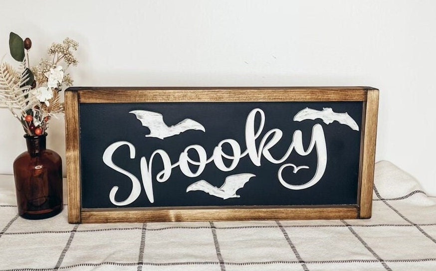 3D Spooky Bats Halloween Framed Sign: Farmhouse Fall Decor - Etsy