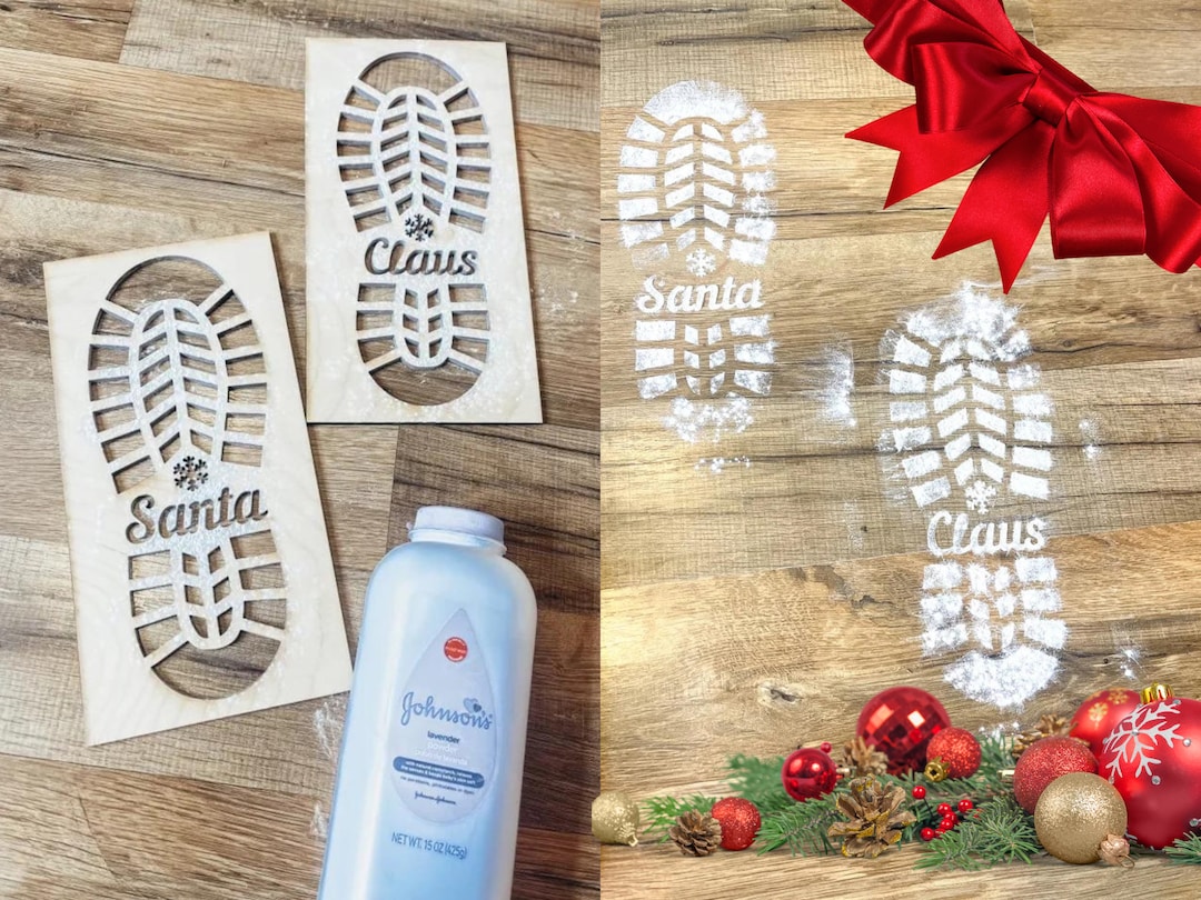 Santa Claus Footprints santa Boot Prints santa Track Stencil Christmas ...