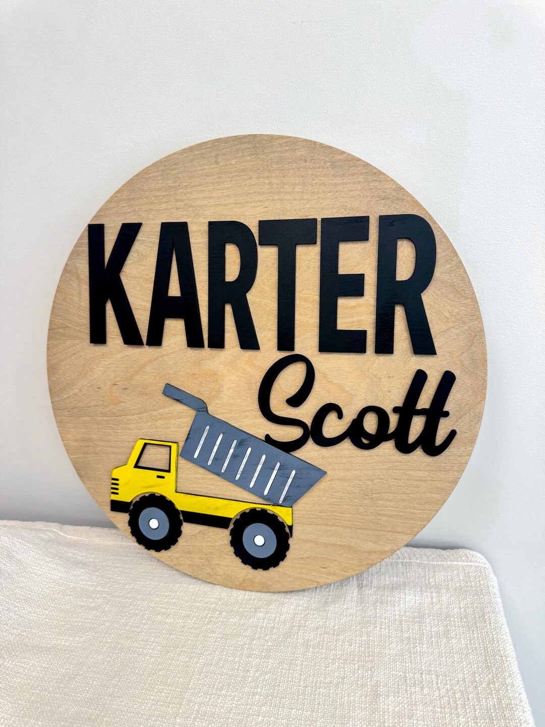 3D Dump Truck Name Sign: Custom Wood Nursery Decor - Etsy