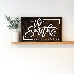 Personalized Home Sweet Home Wood Sign | 3D Family Name - Etsy