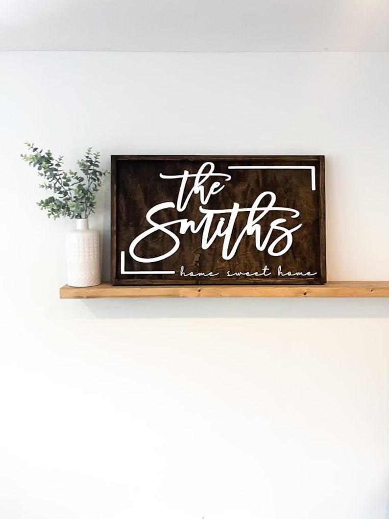 Personalized Home Sweet Home Wood Sign | 3D Family Name - Etsy