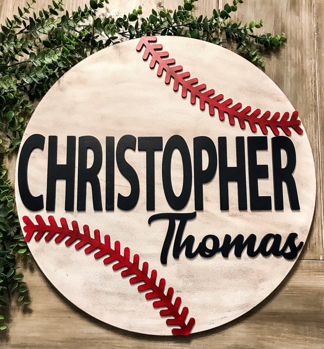 Custom Baseball Name Sign: 3D Wood Sports Nursery Decor - Etsy
