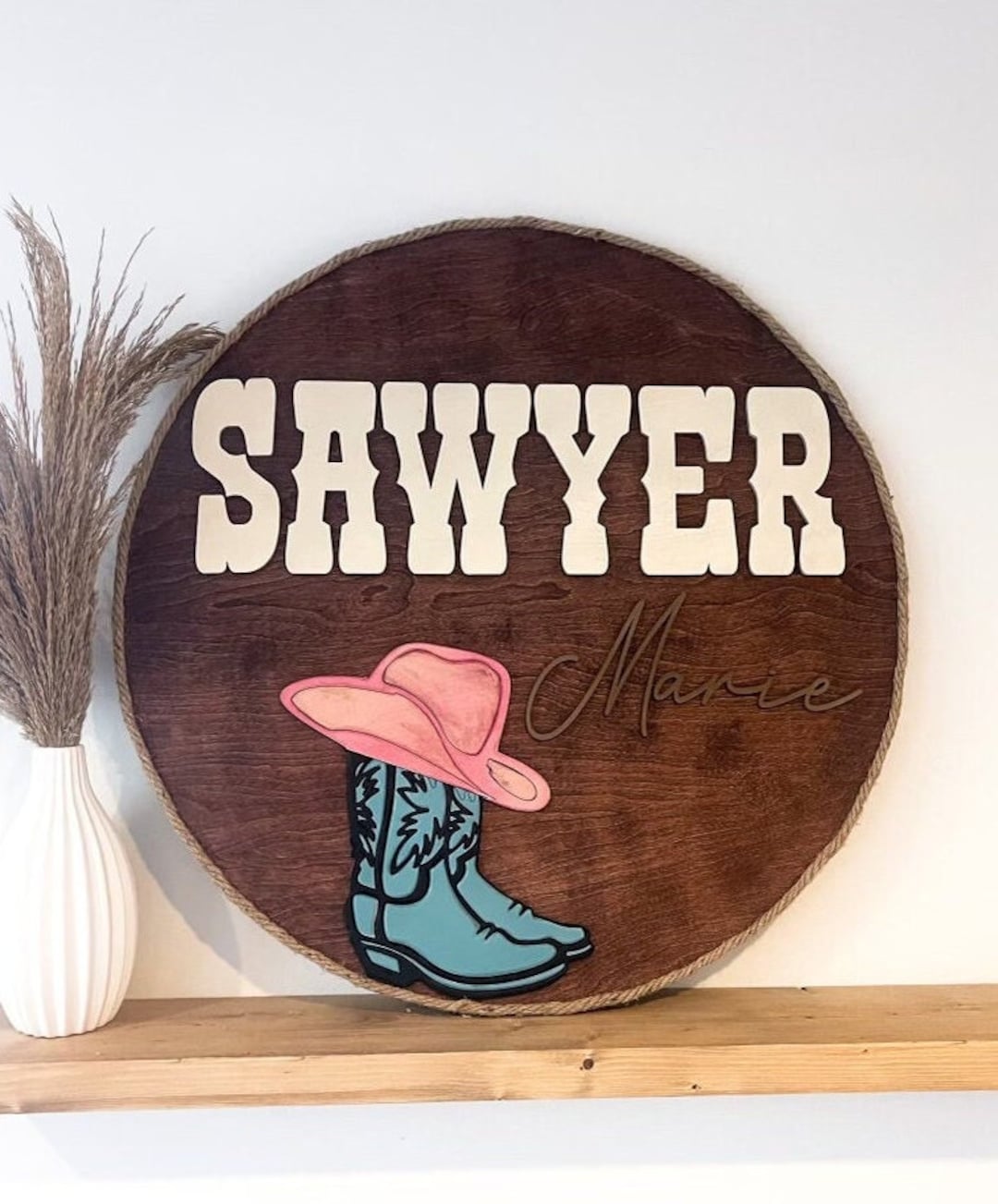 You Choose Cowboy Boots Colors Custom Wood Cowboy Western Name Sign ...