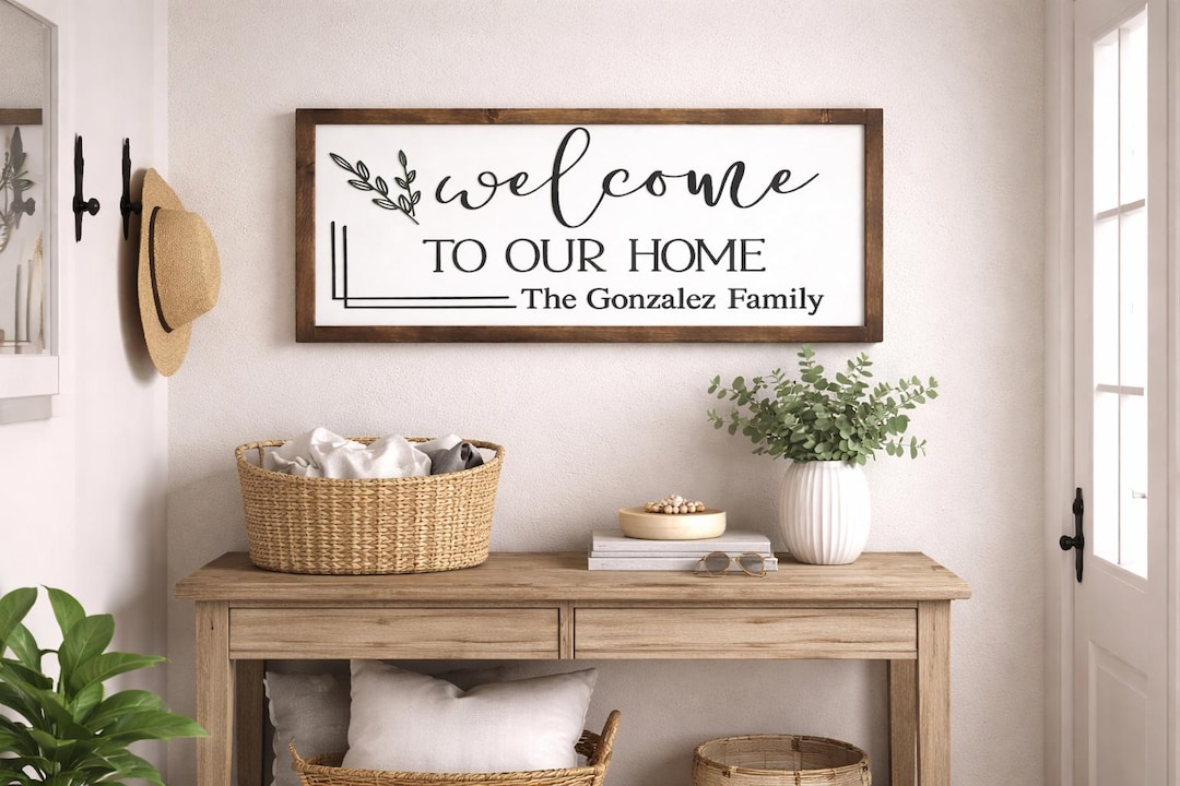 Personalized Welcome Home Sign | 3D Wood Lettering, Farmhouse Frame ...