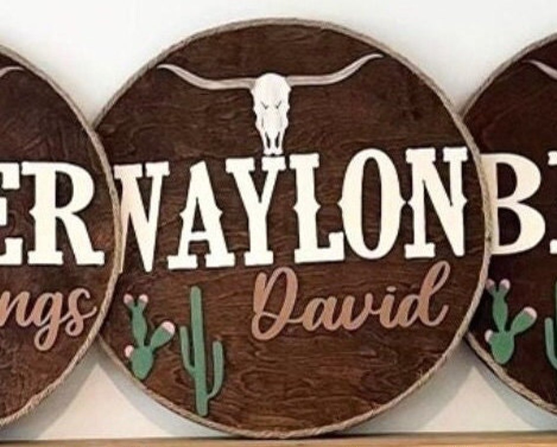 Western Name Sign Rope Name Sign Skull Name Sign Cow Skull - Etsy