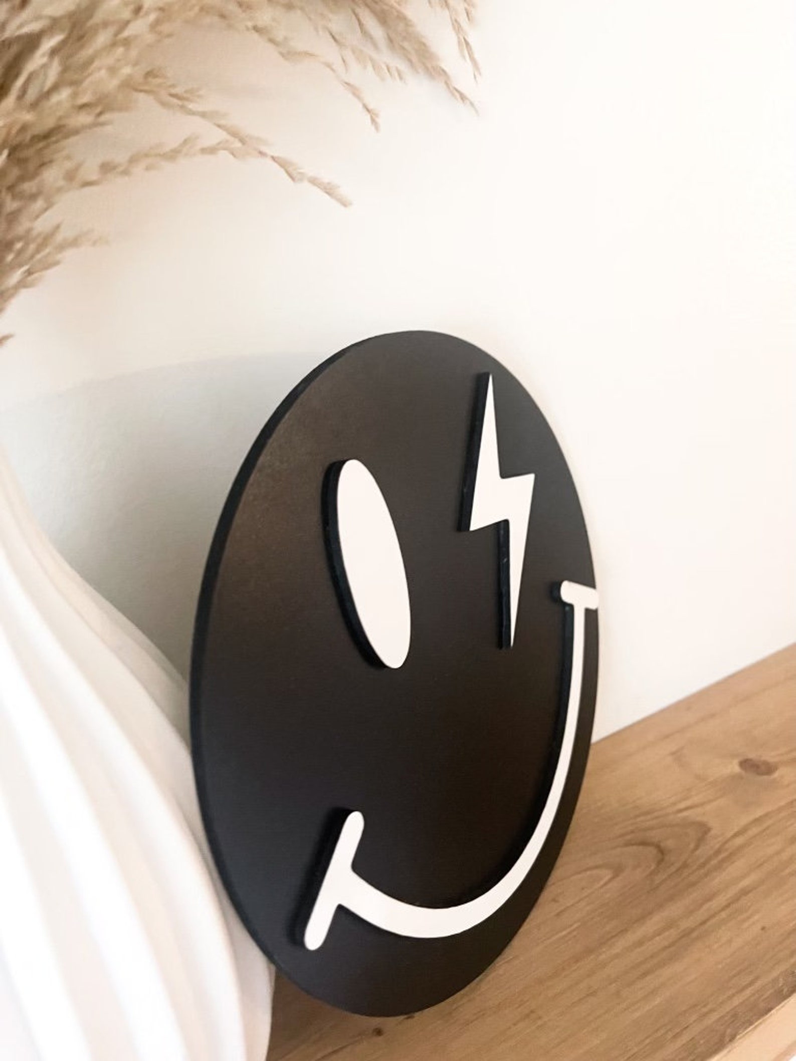 Retro Smiley Sign Groovy Sign Happy Sign Wood Dorm Decor Smiley Face ...