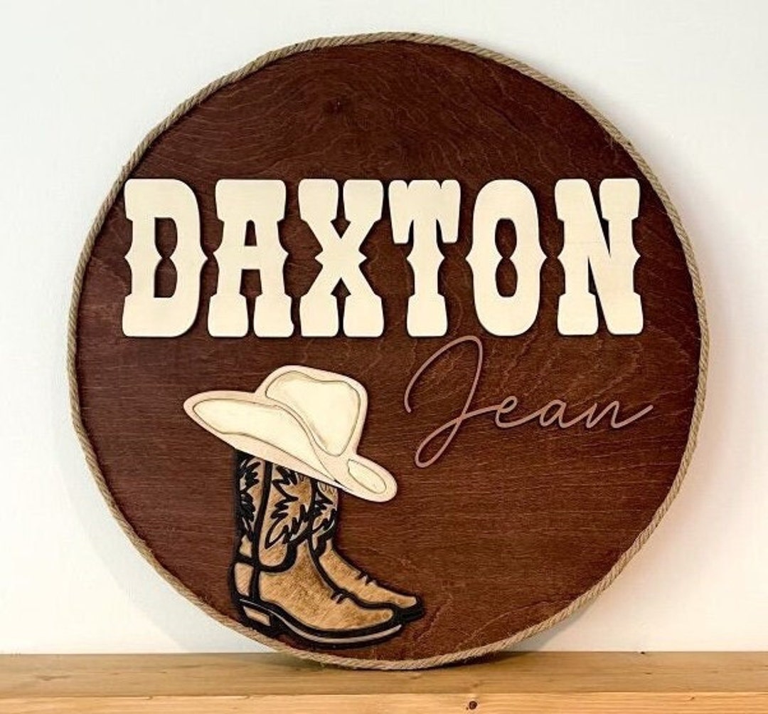 Cowboy Name Sign Roped Name Sign Rustic Nursery Gift Personalized ...