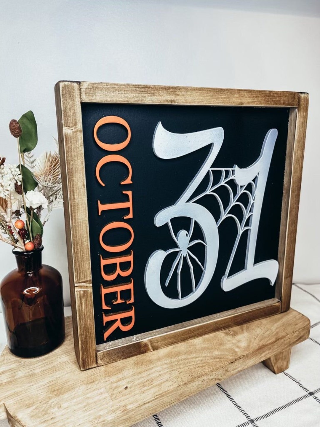 Halloween Sign Framed 3D| Halloween Sign Framed| October 31 Sign 3d ...