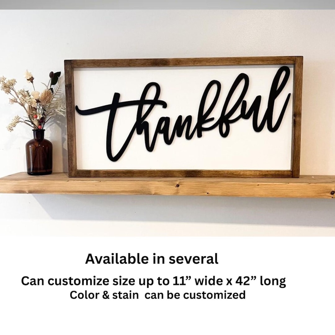 Rustic Wooden "thankful" Sign: 3D Farmhouse Wall Decor - Etsy
