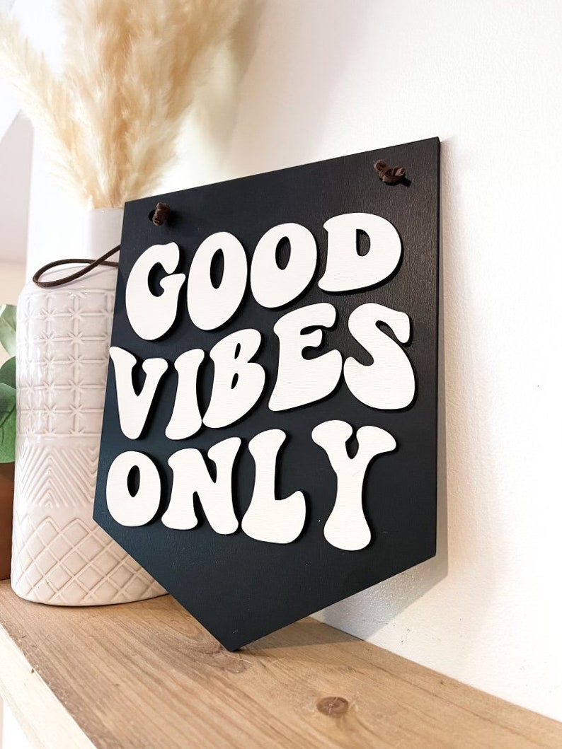 Retro Good Vibes Sign Room Retro Sign 3dpreppy Teen Sign - Etsy