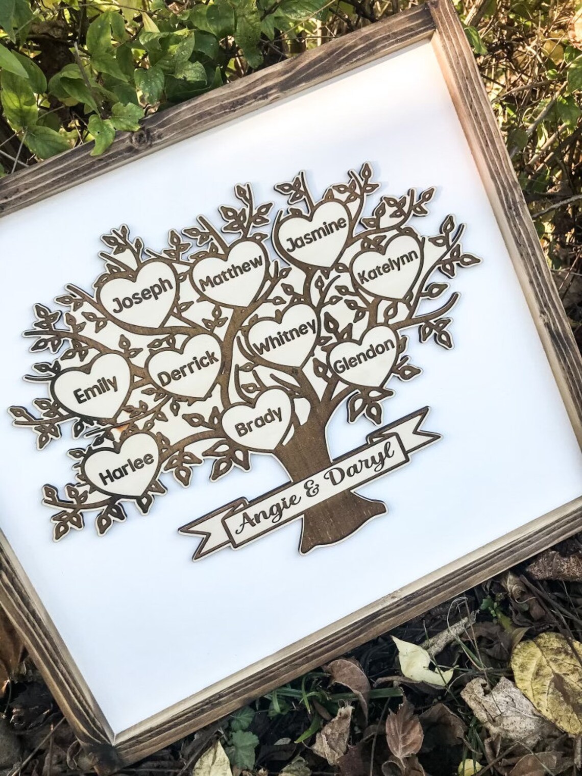 Engraved personalized family tree Farmhouse personalized | Etsy