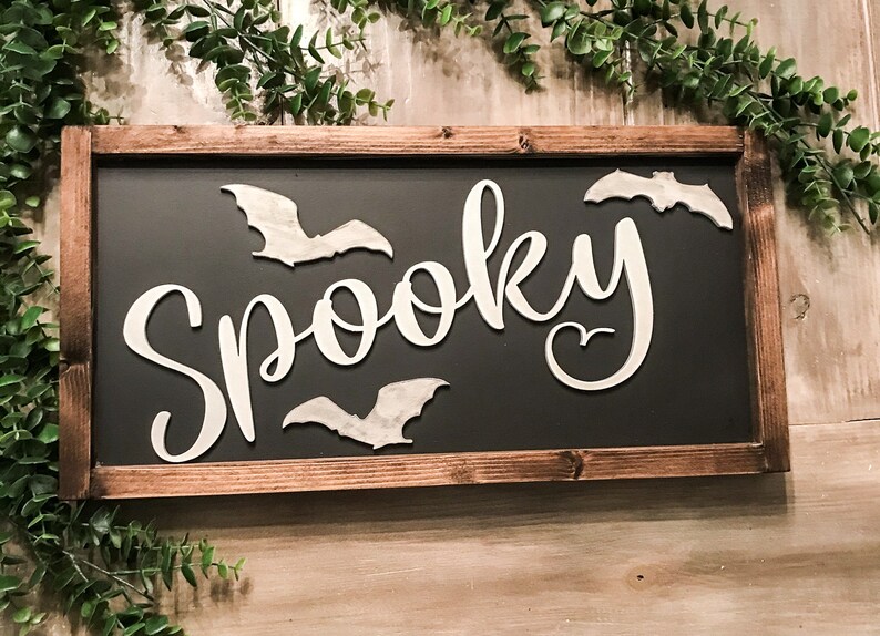 Spooky sign 3dSpooky halloween sgn framed 3dFarmhouse | Etsy