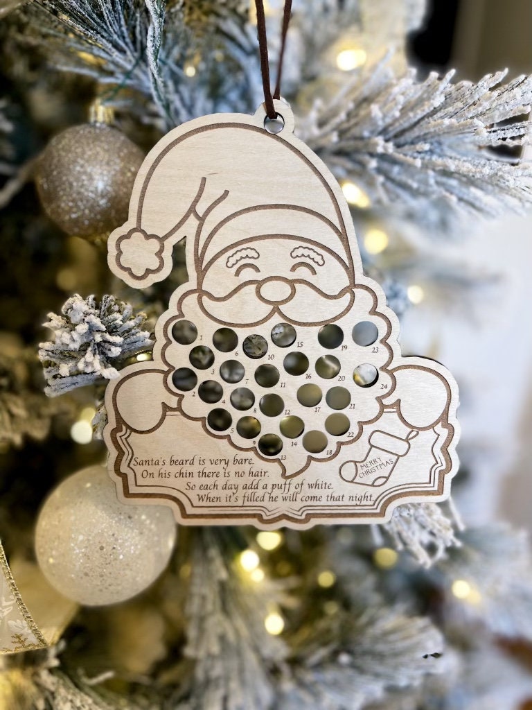 Wooden Santa Advent Calendar: Christmas Countdown Pom Pom Ornament - Etsy