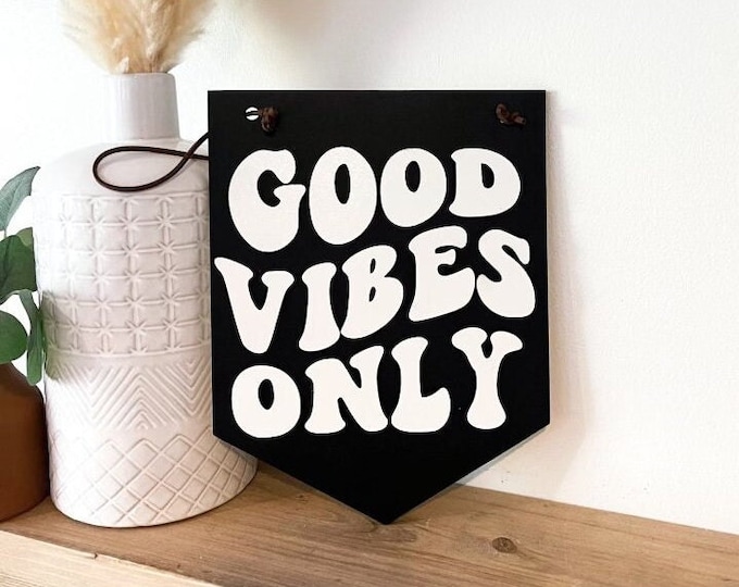 Good Vibes Rainbow Sign Hippie Home Decor Hippie 70s Decor Nursery ...