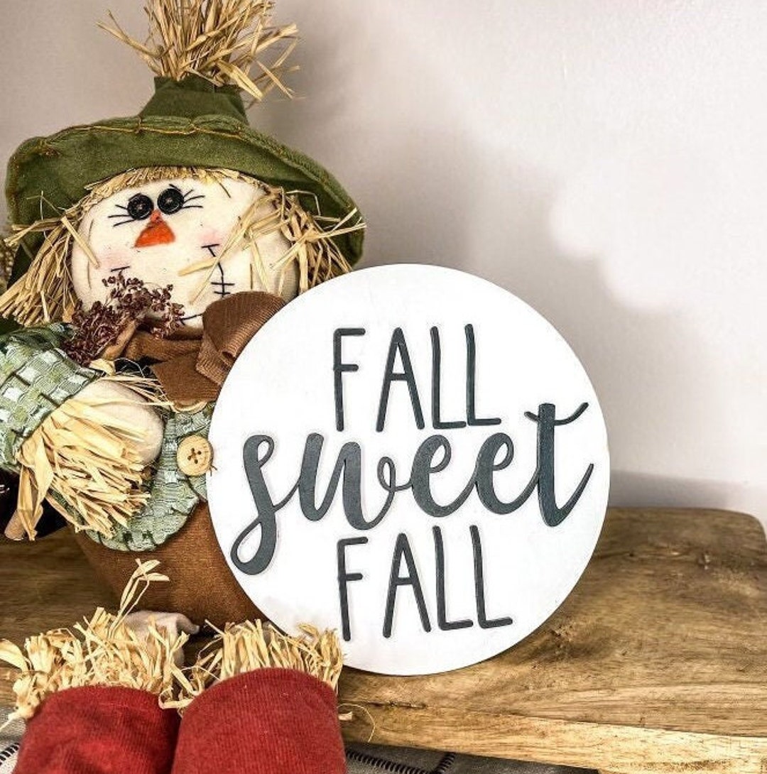Fall Sweet Fall Sign Round| Fall Sweet Fall Sign 3D| Autumn Sign Round ...