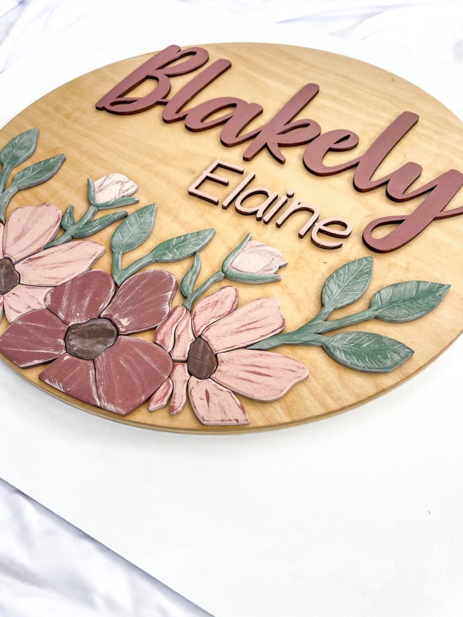 Hand Painted Flower Signfloral Nursery Roundname Sign Flowers Floral ...