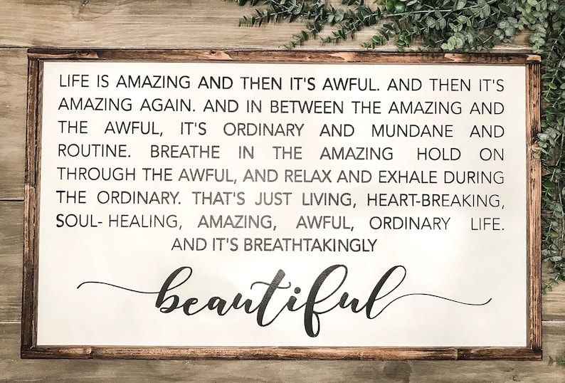 Life is Amazing Framed Wood Sign | Rustic Farmhouse Decor - Etsy