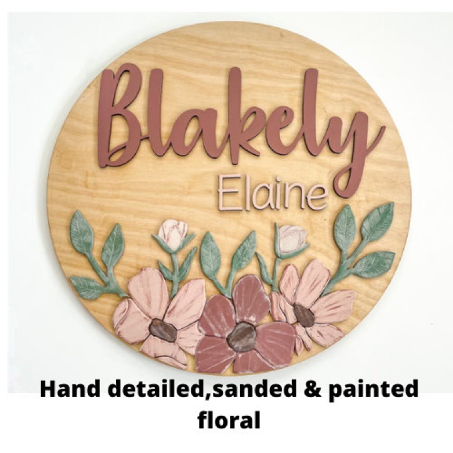 Hand Painted Flower Signfloral Nursery Roundname Sign Flowers Floral ...