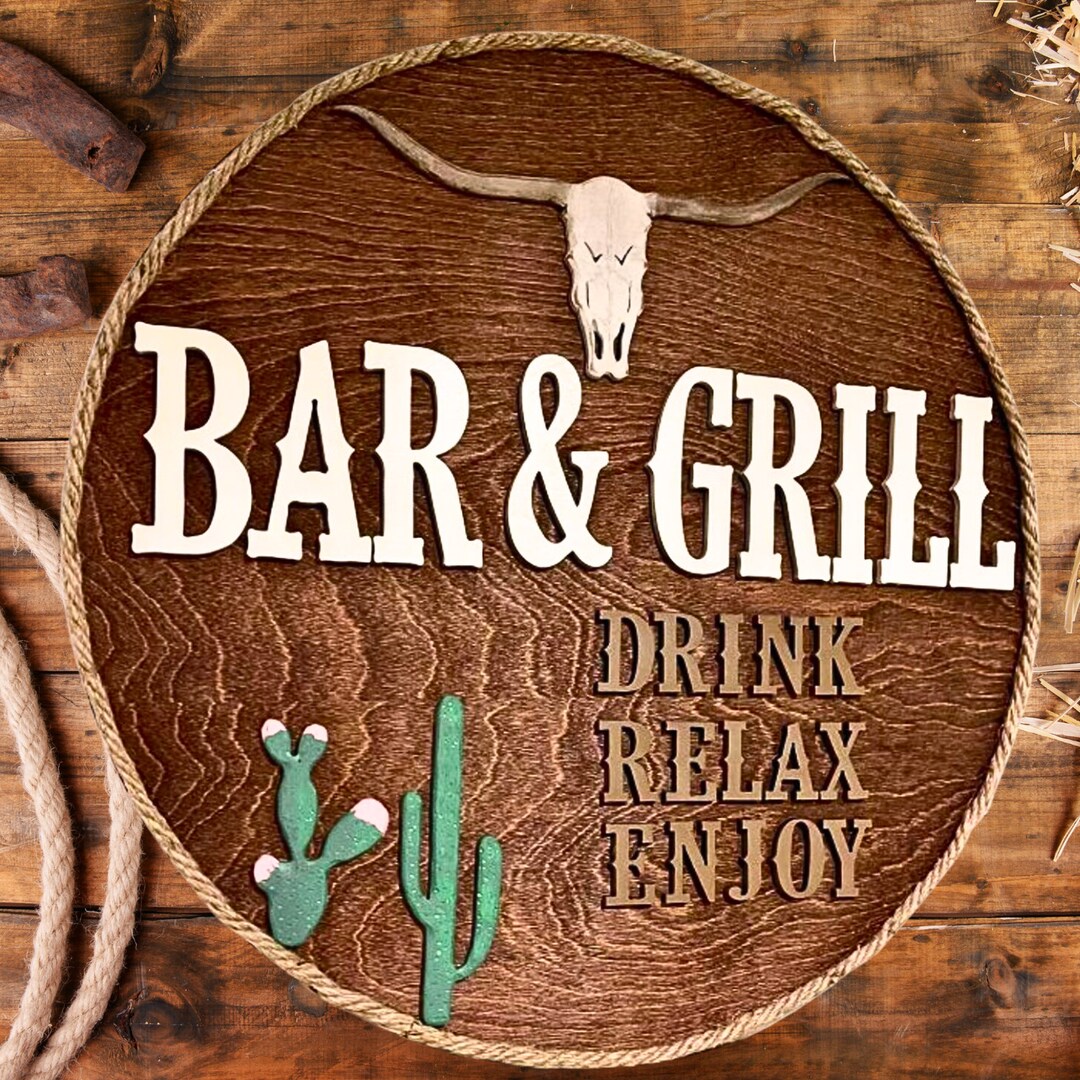 Personalized Western Bar Sign: 3D Cowboy Decor - Etsy