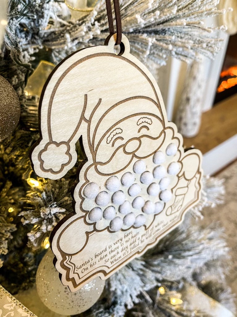 Wooden Santa Advent Calendar: Christmas Countdown Pom Pom Ornament - Etsy