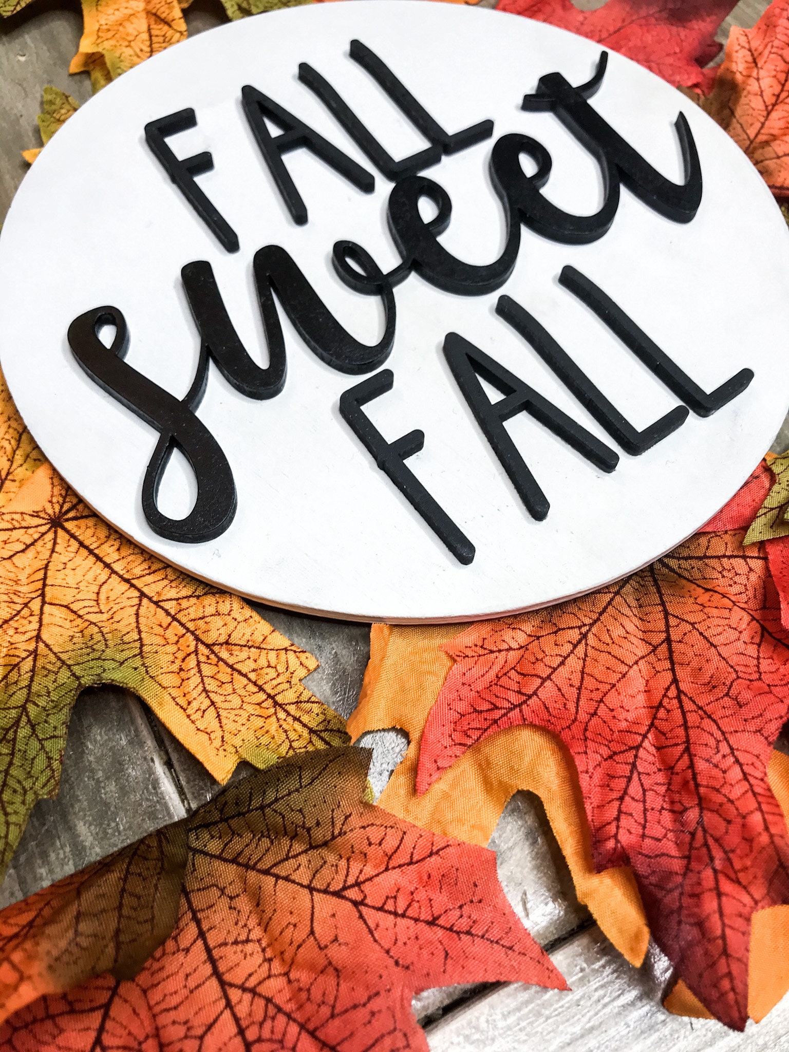 Fall Sweet Fall sign round Fall Sweet Fall sign 3D Autumn | Etsy