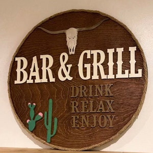 Personalized Western Bar Sign: 3D Cowboy Decor - Etsy