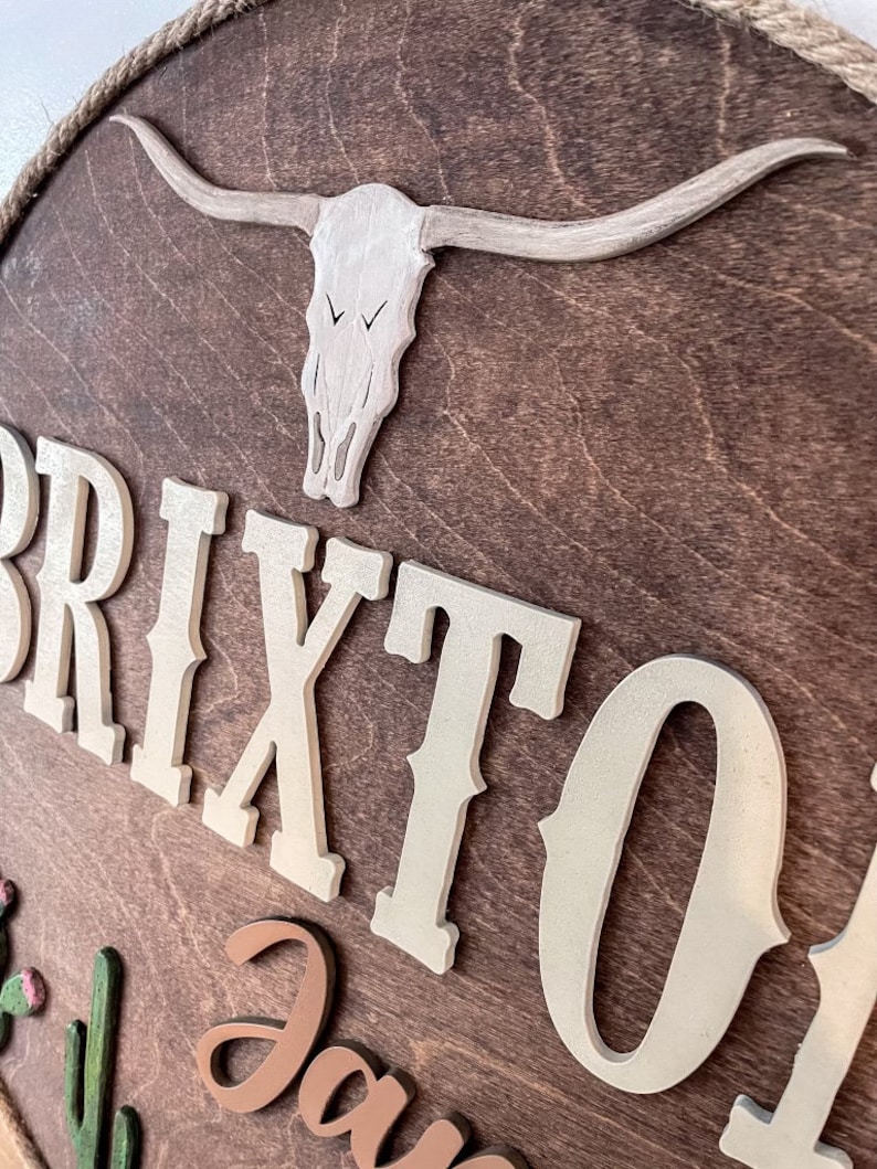 Western Name Sign Rope Name Sign Skull Name Sign Cow Skull - Etsy