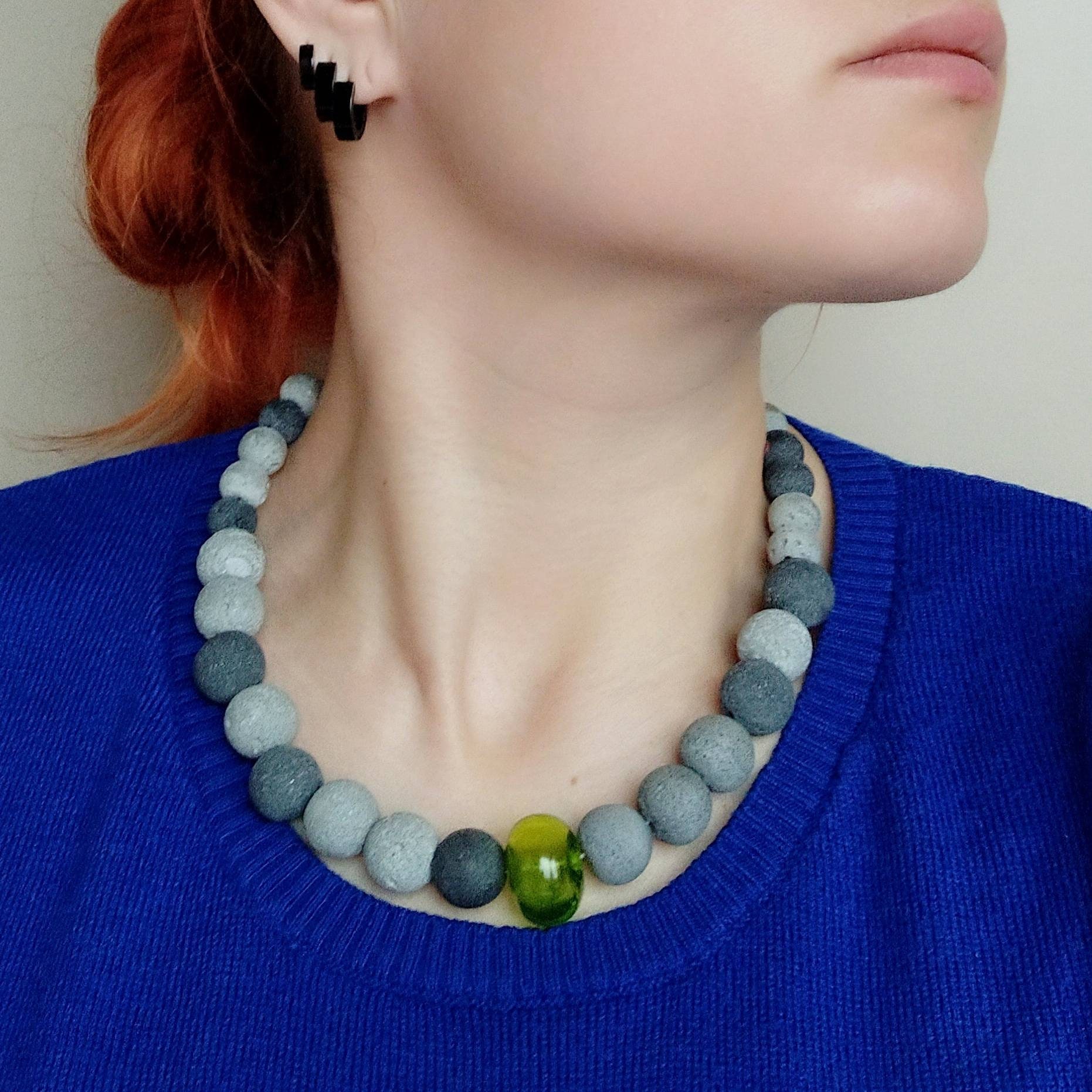 Unique gray concrete necklace perfect gift handmade cement | Etsy