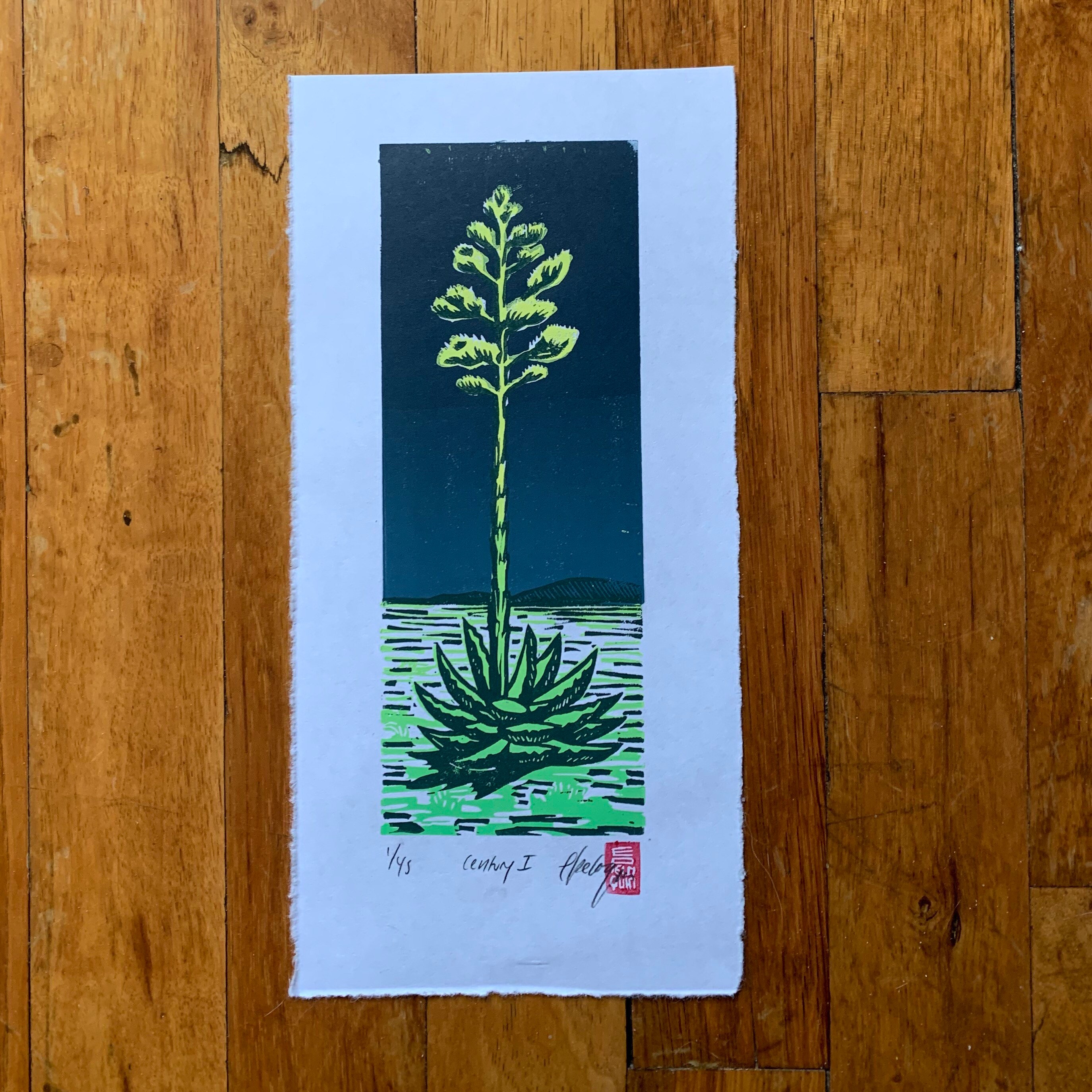 Century Plant Linocut Print Agave Americana in Bloom, 3 Versions - Etsy