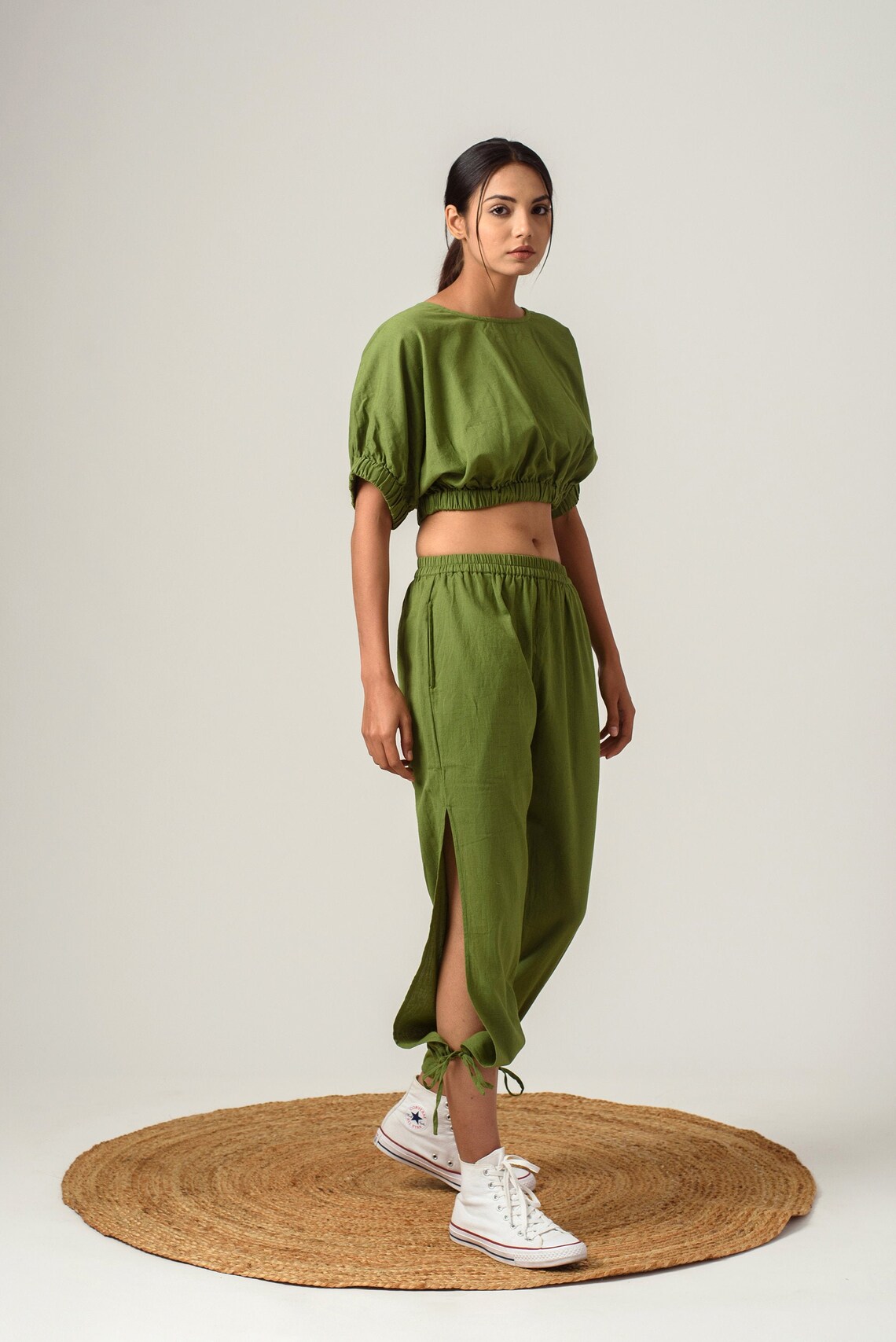 Slit Pants With Adjustable Bottoms Linen Casual Pants With - Etsy