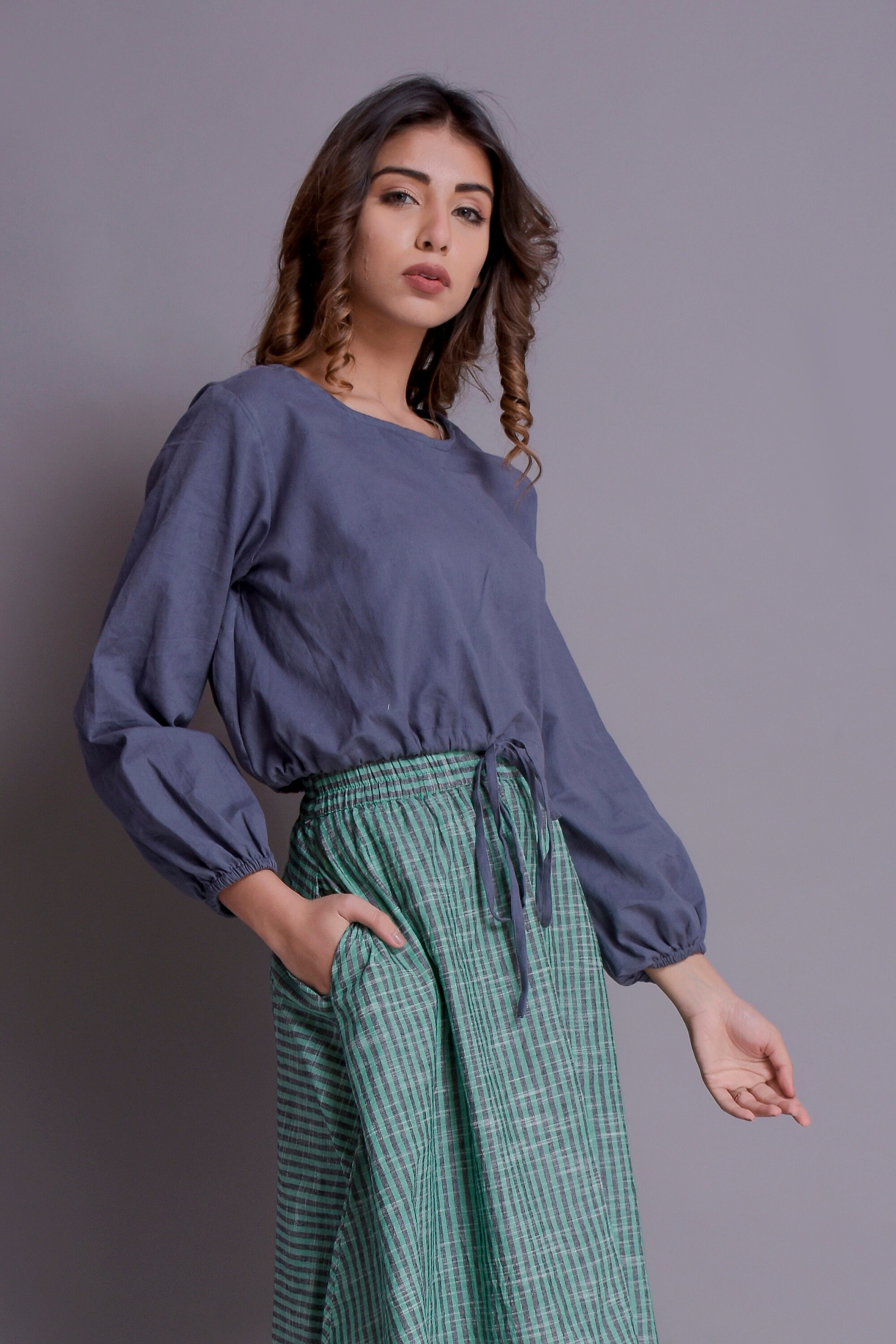 Ruffle Sleeve Crop Top Waist String Crop Top Adjustable Crop | Etsy