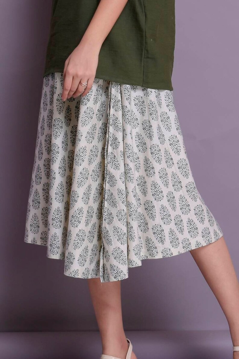 Side Button Skirt Printed High-waisted Button Down Linen - Etsy