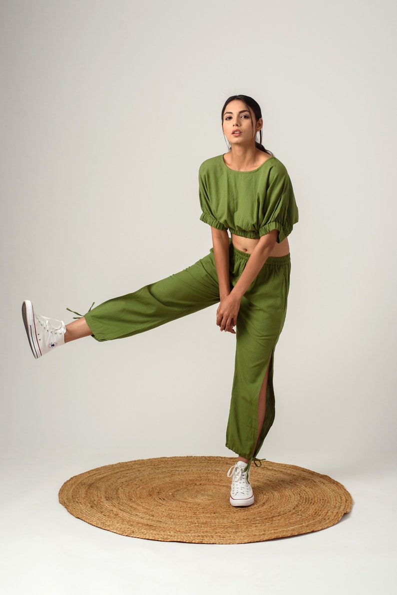 Slit Pants With Adjustable Bottoms Linen Casual Pants With - Etsy