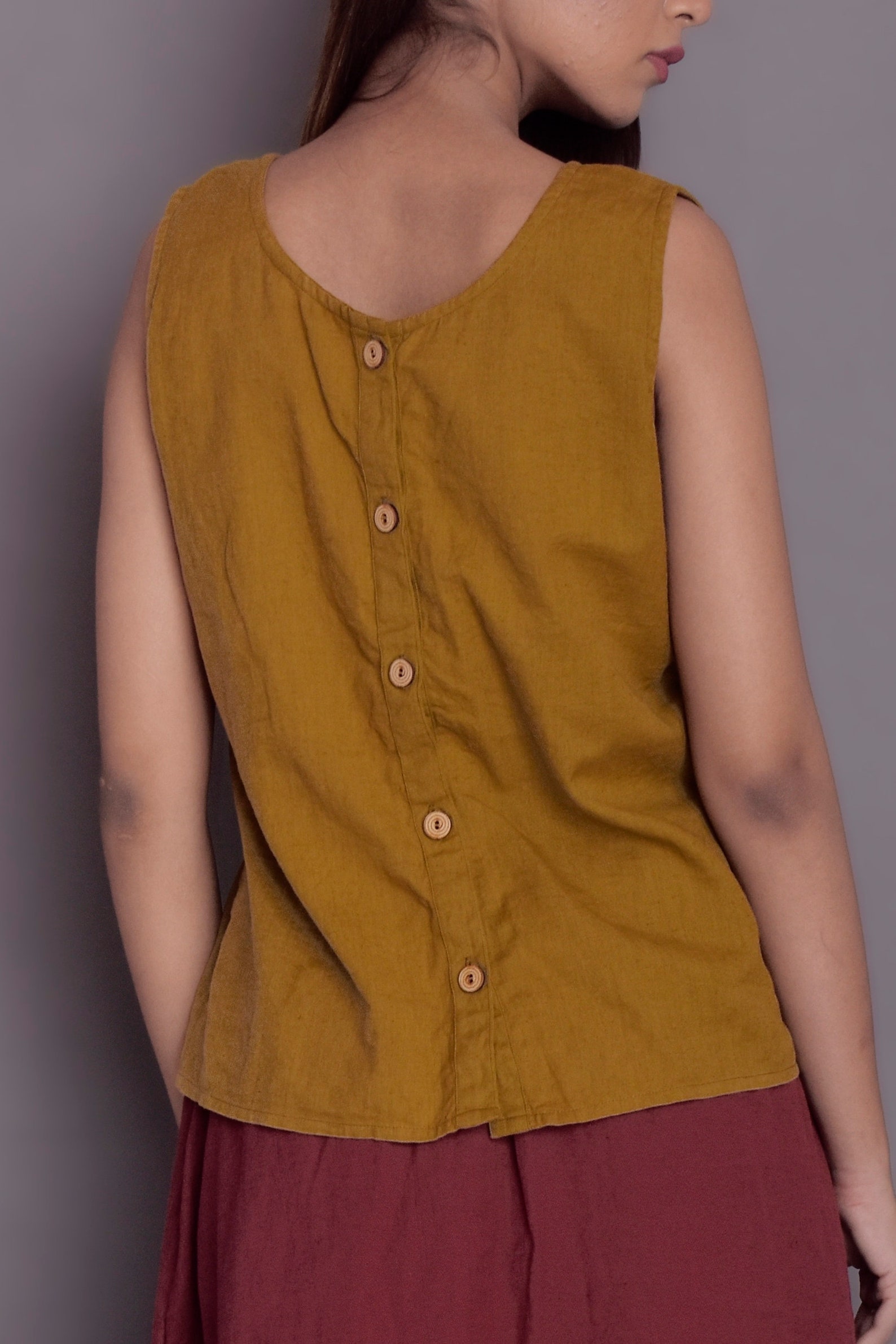 Tank Top With Back Opening Back Buttoned Tank Top Linen Tank - Etsy
