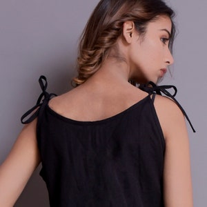 Ruffle Top With Regulating Straps, Adjustable Strap Top, Linen Tank Top ...