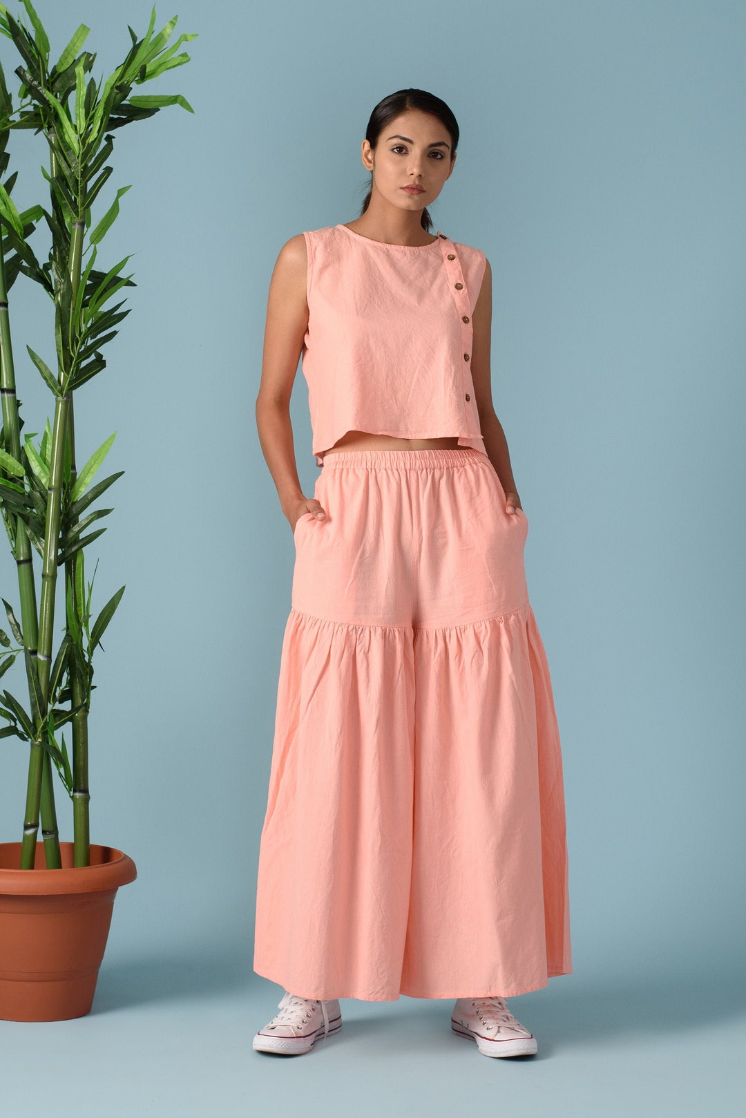 Linen Crop Top, Linen Cropped Blouse, Button Down Crop Top, Button Down ...