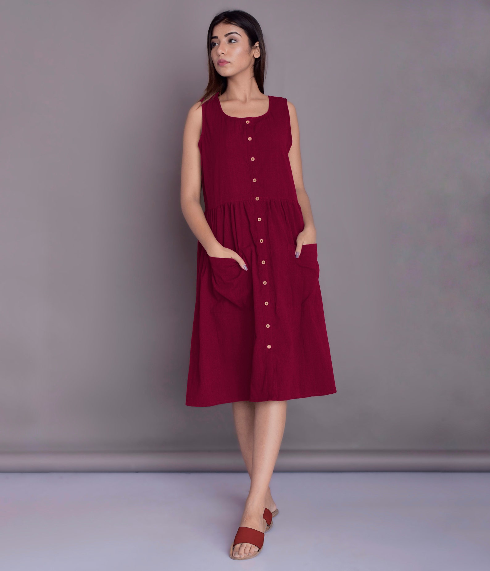 Summer Dress for Women Midi Dress With Patch Pockets Linen - Etsy