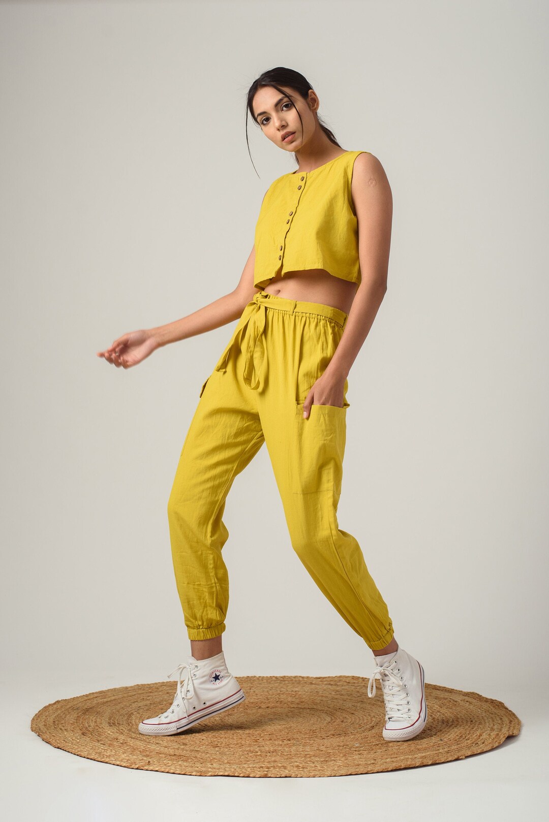 Linen Cargo Pants, Linen Jogger Pants, Linen Joggers With Patch Pockets ...