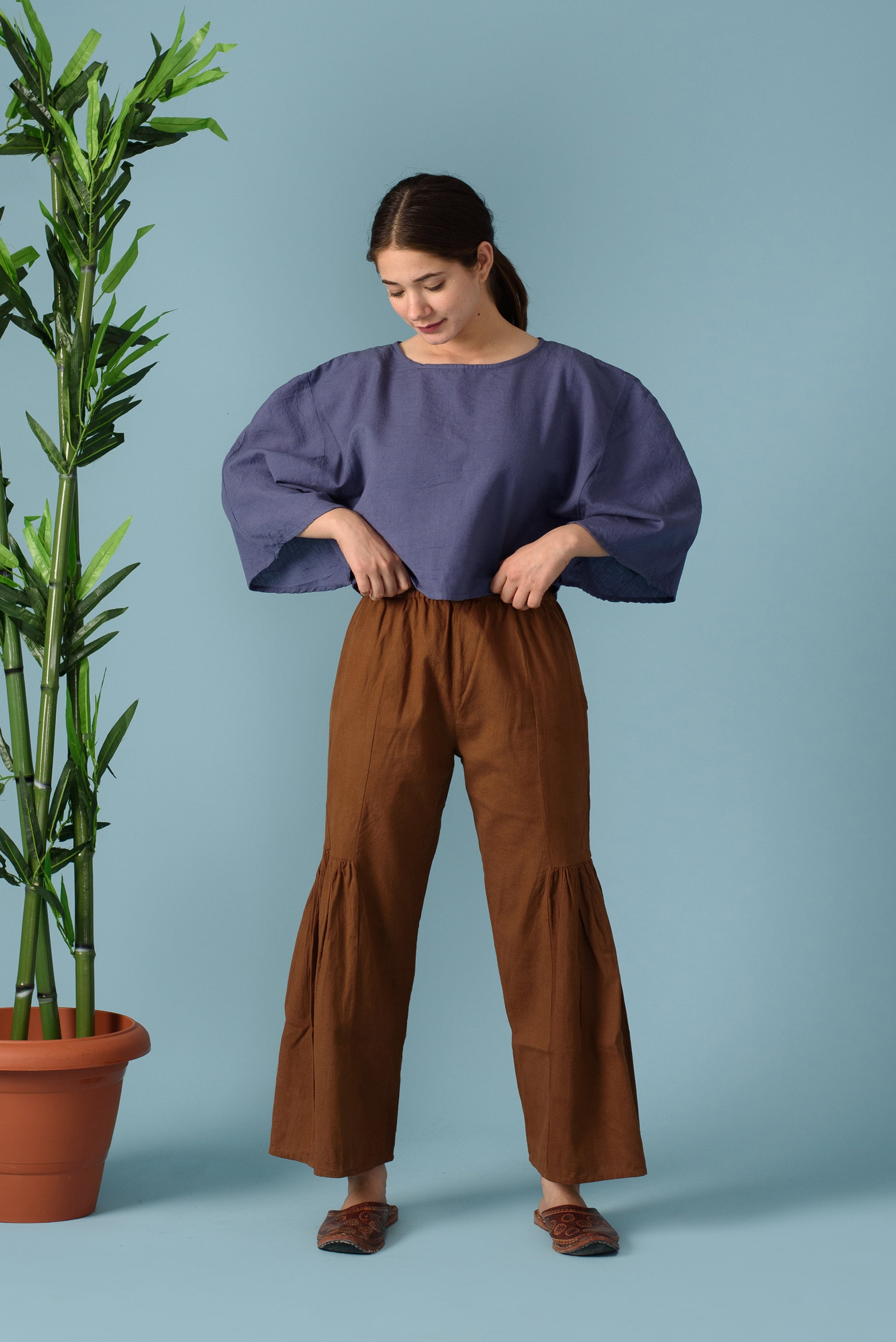 Linen Paneled Pants Linen Relaxed Pants Linen Ruffle - Etsy