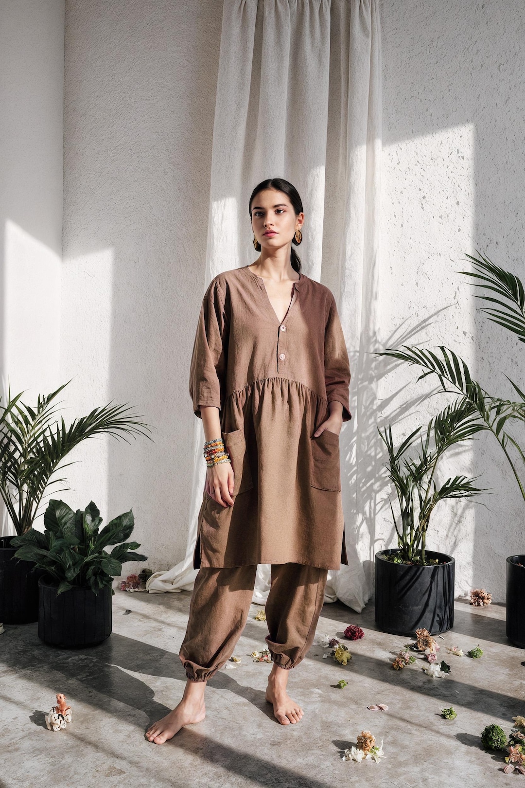 Linen Tunic and Jogger Set: Relaxed Fit Linen Co-ord - Etsy