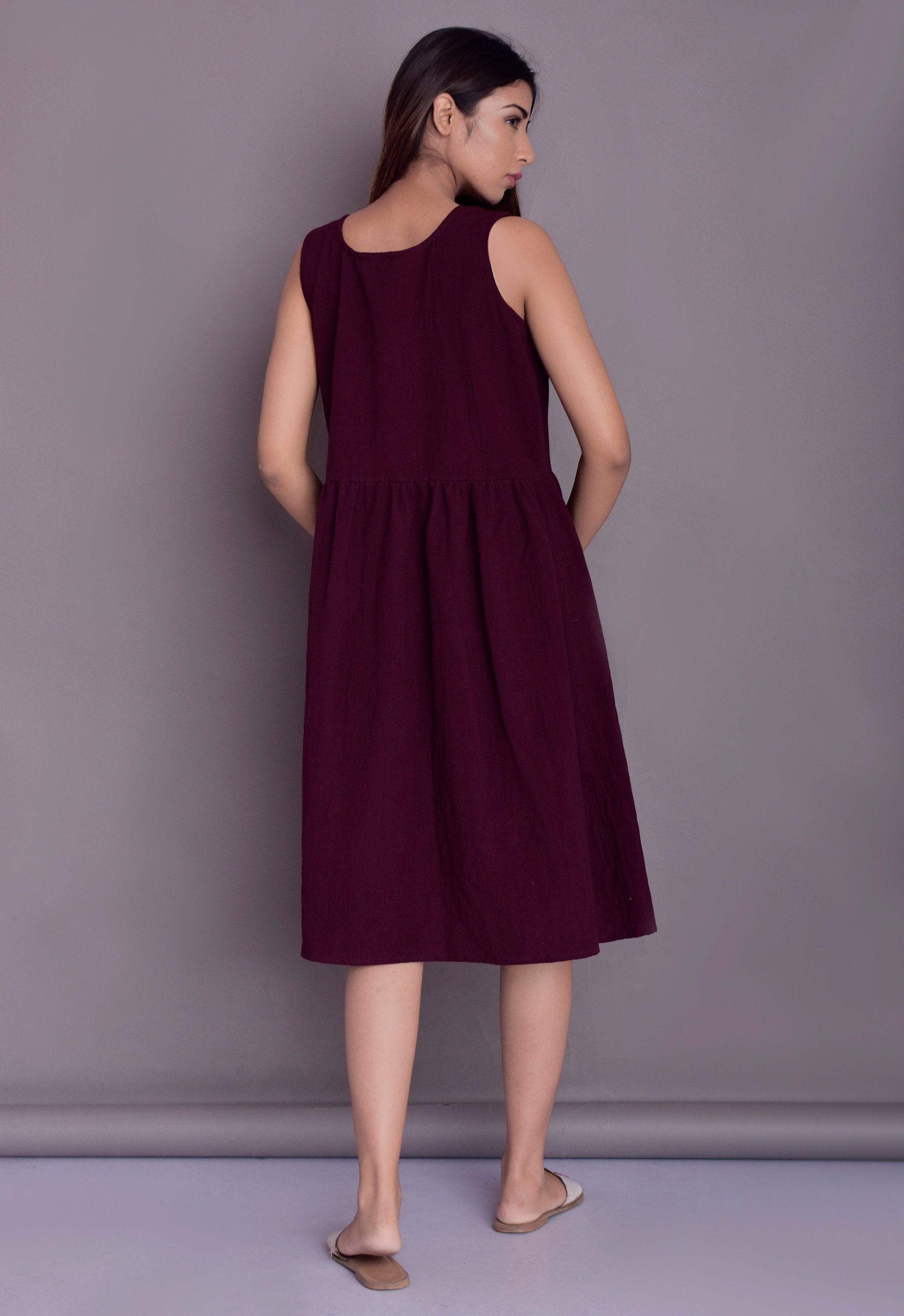 Linen Sleeveless Dress Button Opening Dress Summer Dress for | Etsy