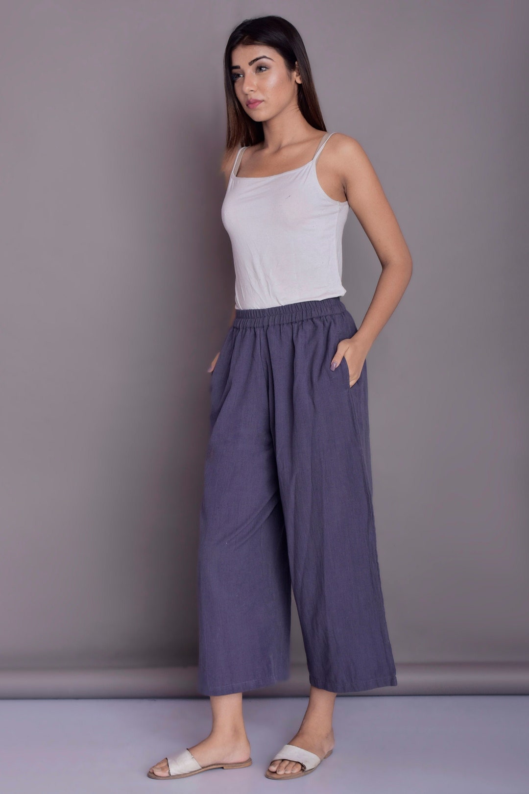 Loose Linen Pants | Casual Baggy Pants | Grey Linen Pants | Relaxed Fit ...