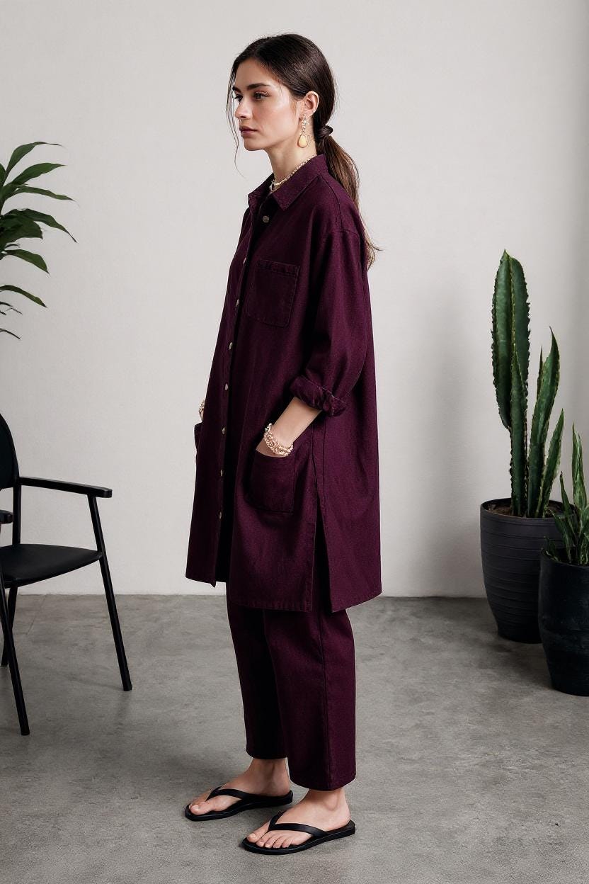 Relaxed Linen Shirt and Pants Set - Women's Lounge Wear - Etsy