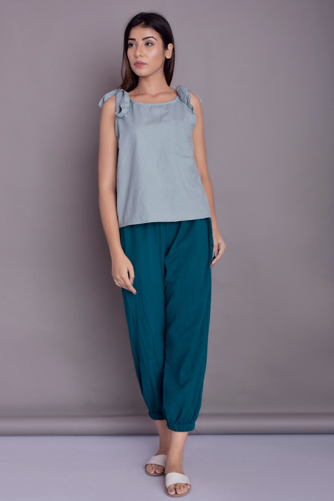 Linen Top With Regulating Straps, Sleeveless Blouse for Women ...