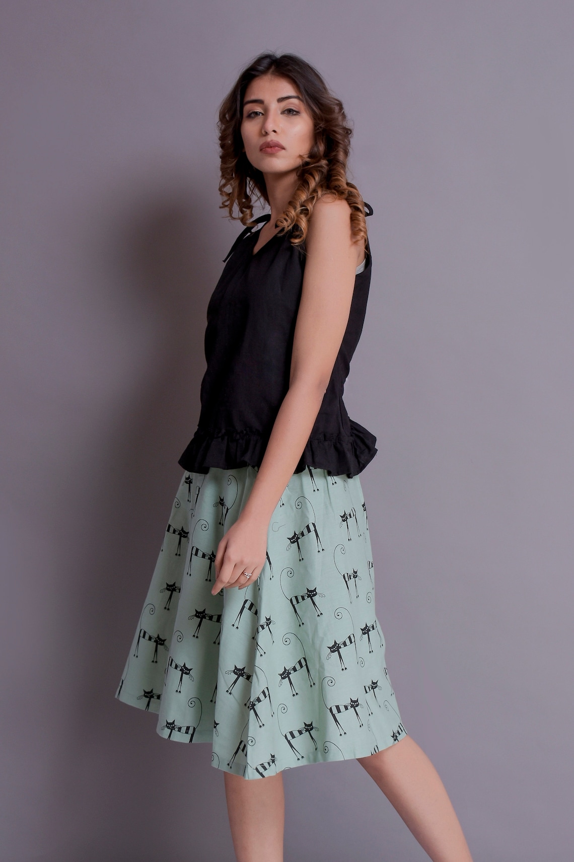 Ruffle Top With Regulating Straps Adjustable Strap Top Linen | Etsy