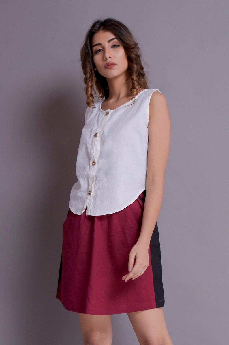 Apple Cut Tank Top With Front Opening Front Buttoned Tank - Etsy